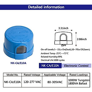 Generic RUIAN Twist Lock Photocell for Outdoor Light NK-CA/E10A Auto On Off Photo Sensor Switch Dusk to Dawn Light Control for LED Street/Barn Light Parking Lot Light Area Light, Blue