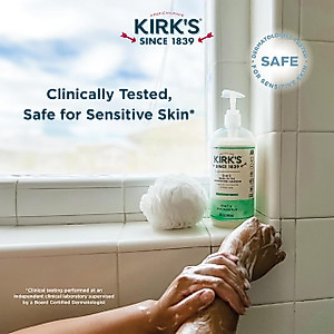 Kirk's 3-in-1 Head to Toe Nourishing Liquid Cleanser & Travel Size Bar Soap - for Men, Women & Children - Premium Coconut Oil & Aloe Vera- Non GMO & Vegan -Mint & Eucalyptus - 32 Fl Oz