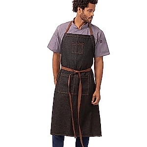 Chef Works Unisex Memphis Chefs Bib Apron, Black, One Size
