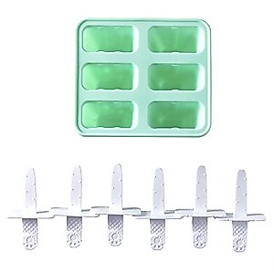 Popsicle Mould，Popsicle Molds 6 Pieces Silicone Ice Pop Molds BPA Free Popsicle Mold Reusable Easy Release Ice Pop Make (Green)