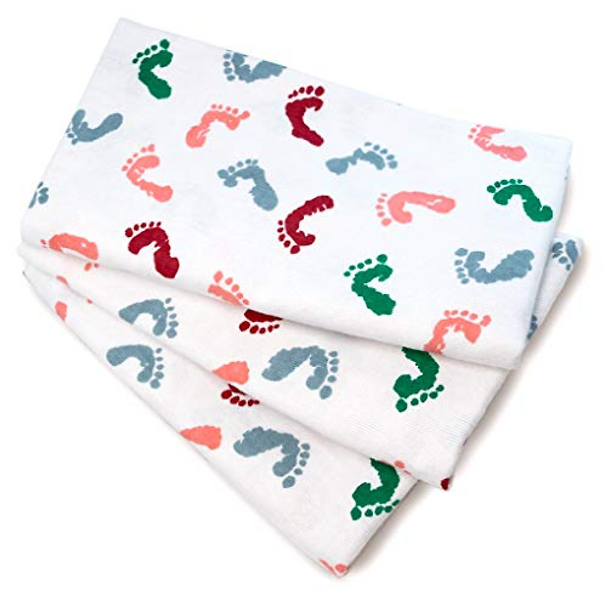 Baby Swaddle Hospital Blanket 3 Pack, Large Nursery Receiving Wrap, Unisex Boy Girl, 100% Soft Cotton Swaddles Newborn for Comforting, Durable Hospital Quality (Baby Feet, 3 Pack)