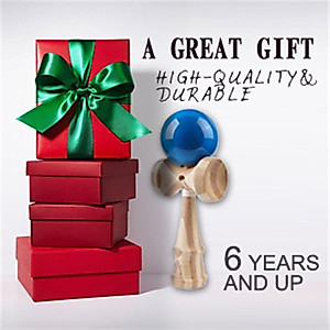 RQN Bamboo Kendama with Translucent Blue Ball with Extra String for Kids Teens Adults Festival Gift