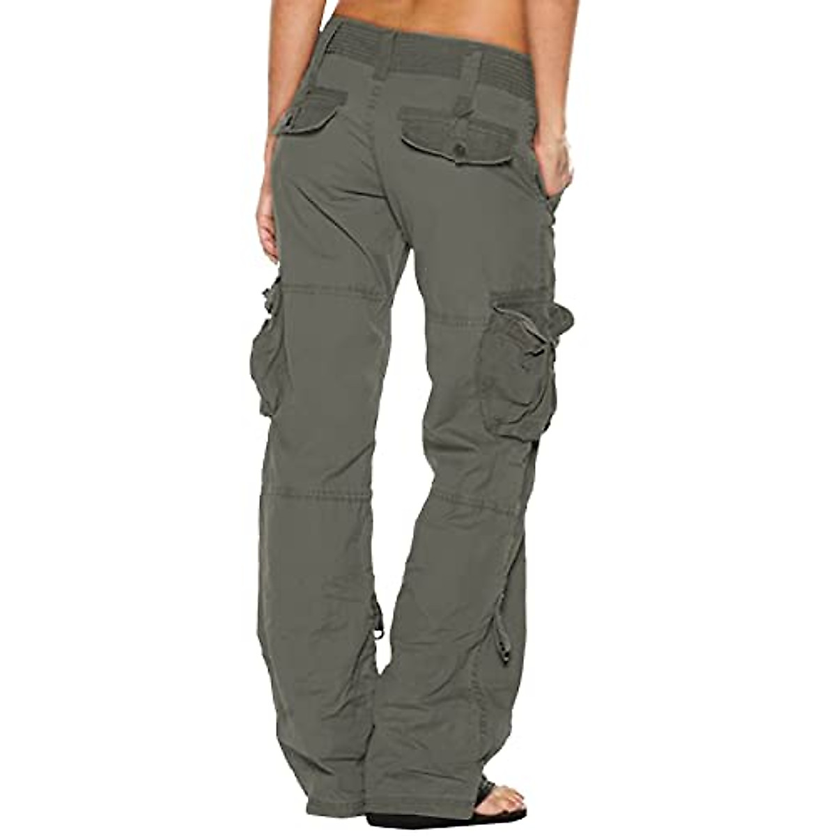 SMIDOW Baggy Parachute Pants for Women Low Rise Wide Leg Cargo Pant Military Army Combat Work Trousers with Pockets