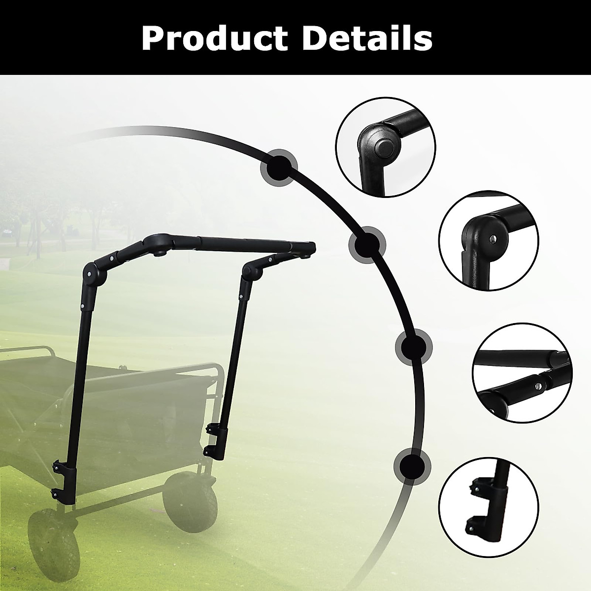 VOONKE Folding Wagon Push Handle, Adjustable Universal Wagon Handle Attachment, Replacement Folding Kids Wagon Pusher for Folding Beach Cart Stroller Attachment Compatible (Wagon Not Included)