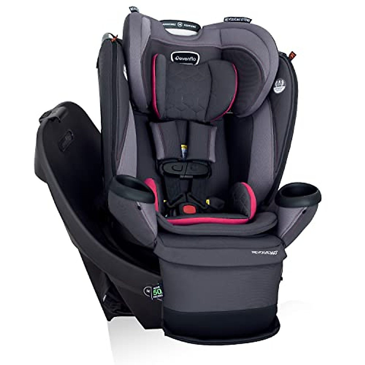 Evenflo Revolve360 Extend All-in-One Rotational Car Seat with Quick Clean Cover (Rowe Pink)