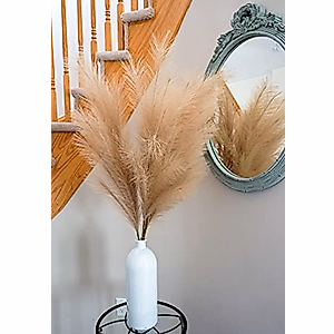 Boho Wish Faux Pampas Grass Decor Tall Set of 7 PCs -40 Inches Non-Shedding, Floor and Office Vase Filling-Fluffy Floral Branches -Wedding Decor- Home and Bedroom Table Decoration (Brown)