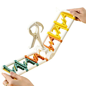 Trrcylp Clothes Drying Racks 2 Pack Collapsible Portable Lockable Underwear Hangers with 24 Clips Socks 360° Rotatable Windproof Hook for Drying Towels Bras Clothes Gloves Plastic White