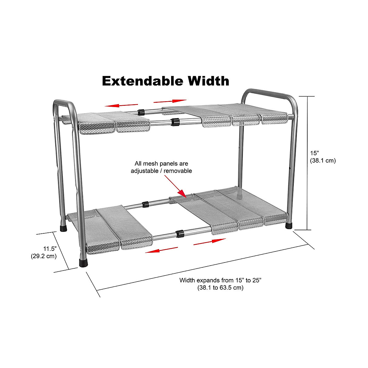 Home Basics FBA_SS44284 2 Tier Expandable/Adjustable U