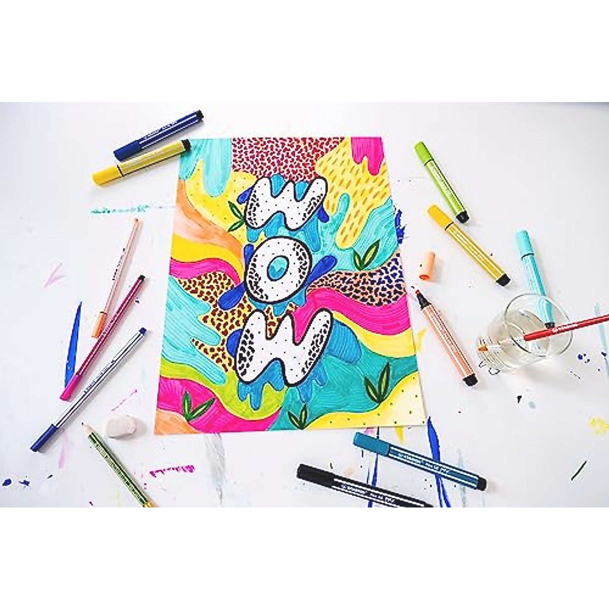 STABILO Premium Fibre-Tip Pen with Chisel Tip Pen 68 MAX - Pack of 5 - Purple