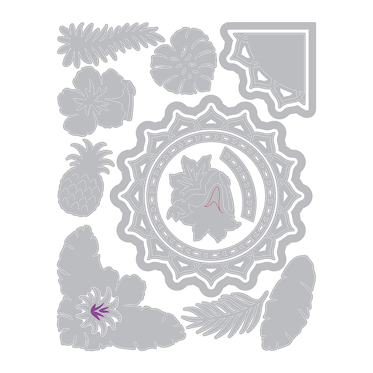 Sizzix Tropical Elements Dies, One Size, Multicolor