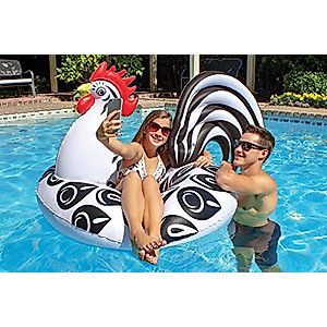 Poolmaster Rooster Inflatable Swimming Pool Party Float (48 Inch), Black/White/Red