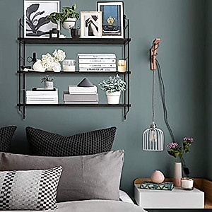 BOLUO Black Wall Shelf Bathroom Shelves - Bedroom Kitchen Living Room Modern Book Shelf Floating Shelves 24 inch (610-B)