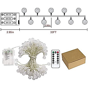Cosumina 33 FT 80 LED Battery Operated Globe Ball String Lights Fairy String Lights Decor for Bedroom Patio Indoor & Outdoor Party Wedding Christmas Tree Garden Lawn Landscape with Remote Warm White
