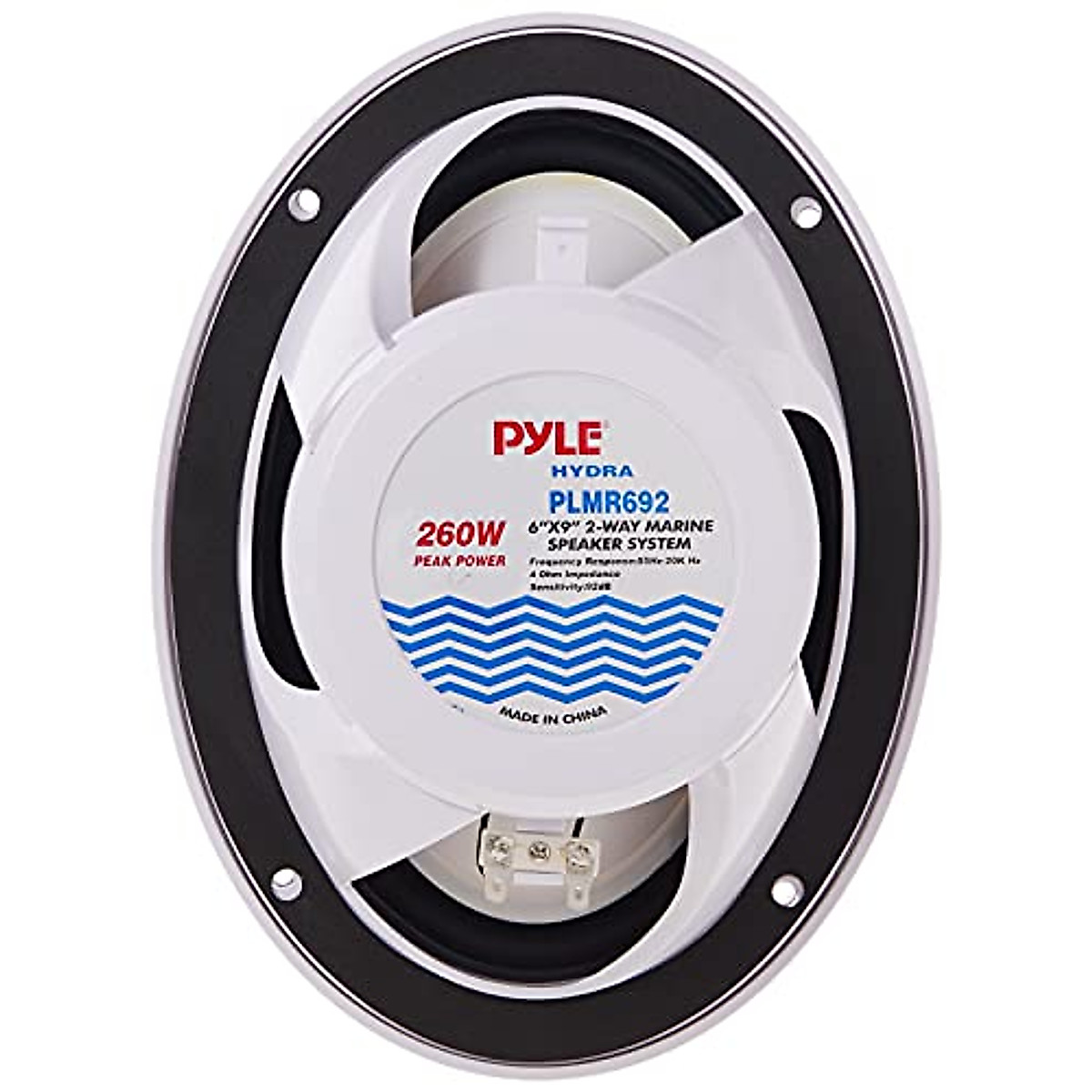 6x9 Inch Dual Marine Speakers - 2 Way Waterproof and Weather Resistant Outdoor Audio Stereo Sound System with 260 Watt Power, Poly Carbon Cone and Cloth Surround - 1 Pair - PLMR692