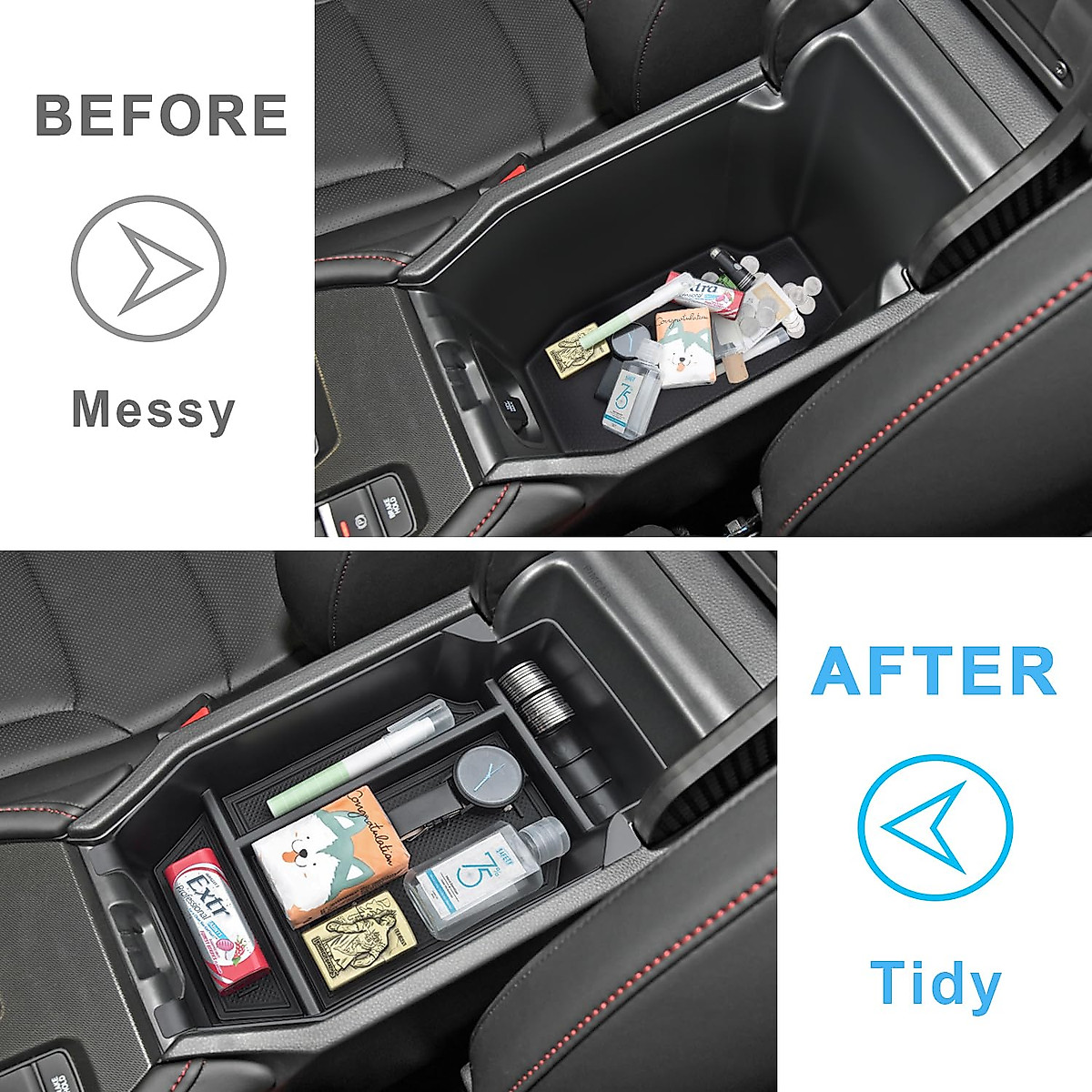 PIMCAR Compatible with Honda Accord 2025 2024 2023 Center Console Organizer 11th Gen Accord Armrest Storage Tray ABS Plastic Material Pallet Accessories-Black