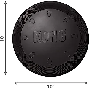 Kong Black Flyer - Rubber Dog Frisbee, Soft Rubber Dog Fetch Toy For Improving Dogs Mental & Physical Development, Teething, Exercising, Supports Bigger Breeds, Non-Toxic Soft Frisbee, Black (1-Pack)