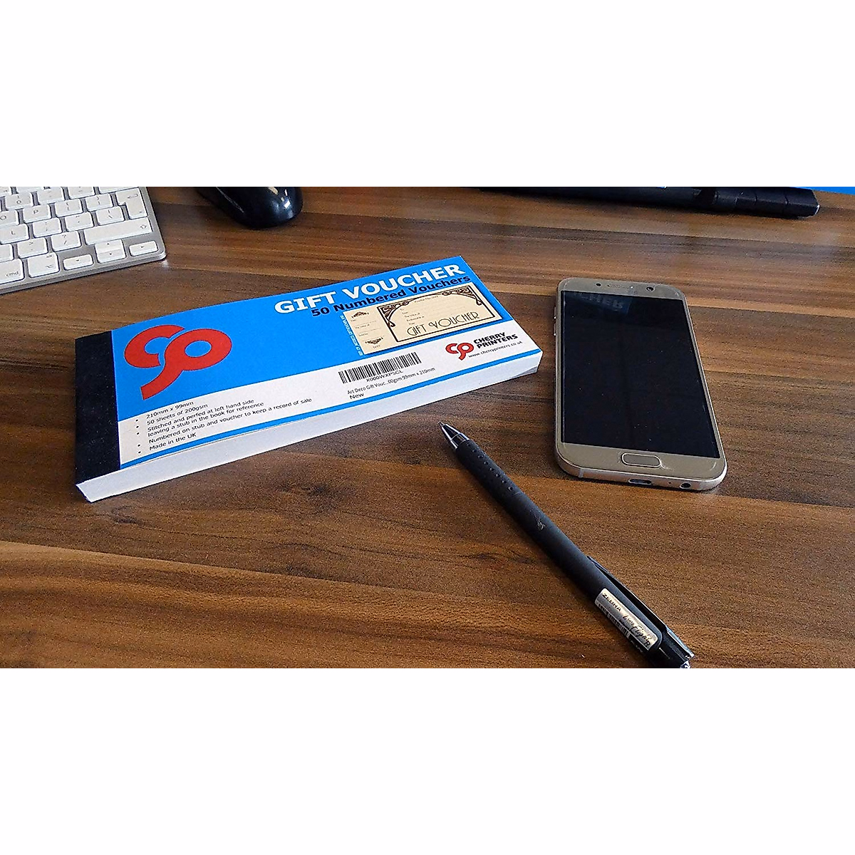 Cherry Art Deco Gift Certificate Cards/Voucher/Gift Coupon Book with Stub 50pages Cardstock 3.9 x 8.3 Inches