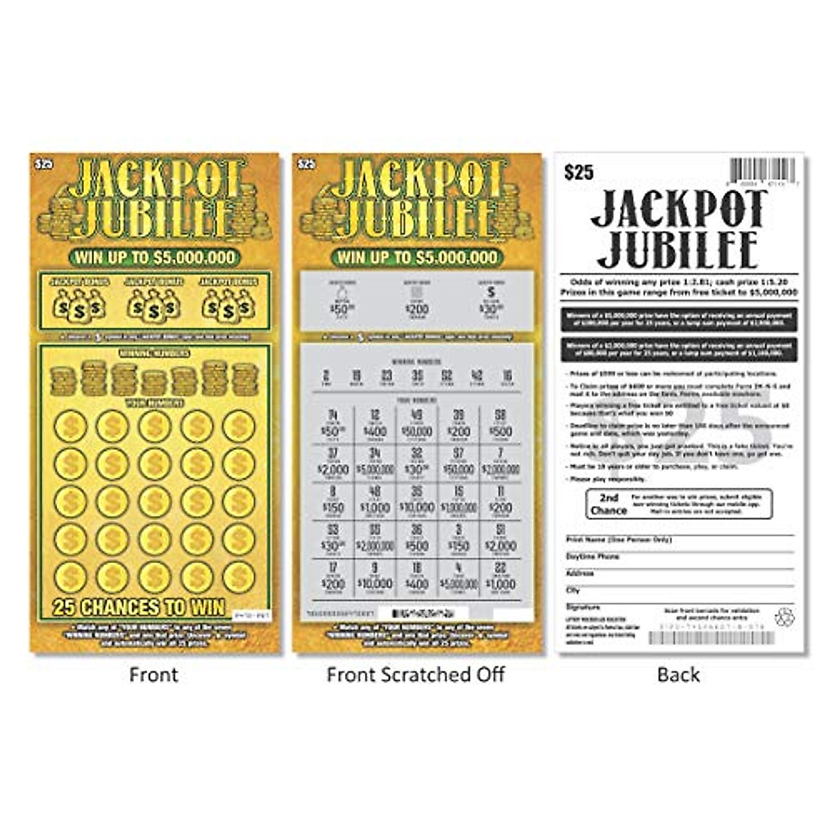 Larkmo Prank Gag Fake Lottery Tickets - 8 Total Tickets, 4 of Each Winning Ticket Design, These Scratch Off Cards Look Super Real Like A Real Scratcher Joke Lotto Ticket, Win 10,000 or $50,000