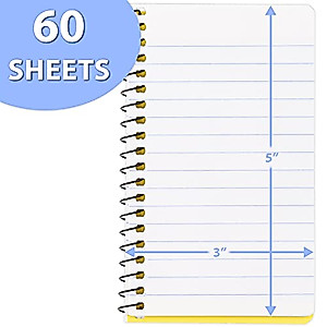 Mead Small Notebook, 24 Pack of pocket notebook 3x5 " College Ruled Small Memo Pad Wirebound 60 Sheets, Pastel Colors of Mini Notebook in Bulk pack