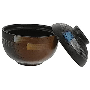 BESTonZON 2 pcs Pho Steaming Bowls Bird Tableware Chill Appetizer Noodle Saucer Japanese Black Use Salad Lid Vegetables Delicate Vintage Soup Stockpot Nest Miso Pot Serving Earthen Stew