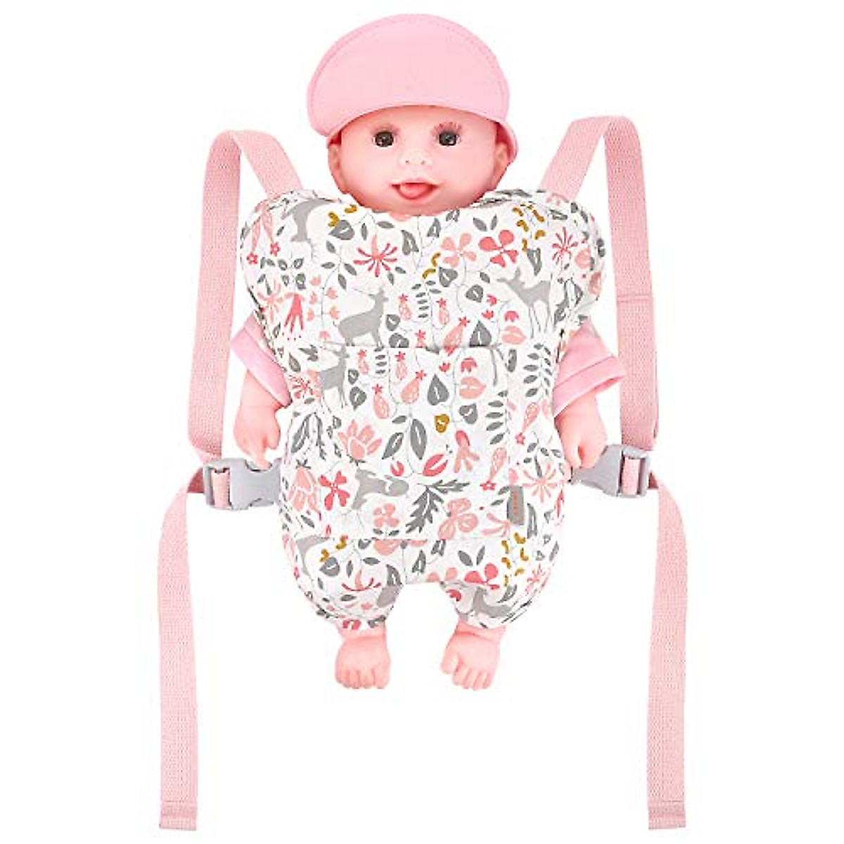 GAGAKU Baby Doll Carrier Doll Accessories for 18-inch Dolls IKEA Doll Reborn Baby Doll Bitty Baby American Girl Doll Carrier for Little Girls – Pink (Reindeer)