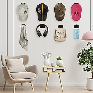 Diamerd Hat Rack for Wall (12-Pack) - Hat Racks for Baseball Caps, Adhesive Hat Hooks for Wall, No Drilling Hat Organizer Cowboy Hat Holder, Strong Hat Hanger to Display for Door, Closet (Black)