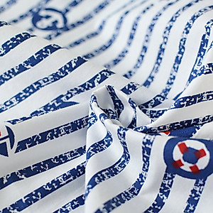 Brandream Baby Crib Bedding Set for Boys Coastal Ocean Anchor Nautical Boys Nursery Bedding Set with 2 Packs Crib Sheets, White & Navy Blue, 4 Pieces Sail Away Theme