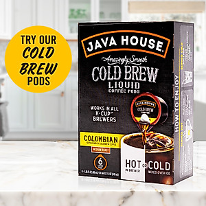 Java House Cold Brew Coffee, 6 Pack of 8oz Bottles, Ready to Drink Instant Cold & Iced Coffee (Pure Black)