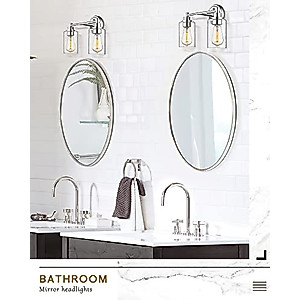 FEMILA Modern Bathroom Light Fixtures, 2-Light Bathroom Vanity Lights Over Mirror with Clear Glass Shade, Chrome Finish, 4FYC56B-2W CH