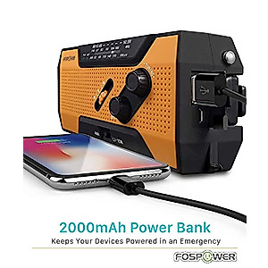 FosPower 2000mAh Emergency Weather Radio Portable Charger +Emergency Survival Shelter & Sleeping Bag Bivy Sack for Camping Accessories, Camping Gear, Survival Kit