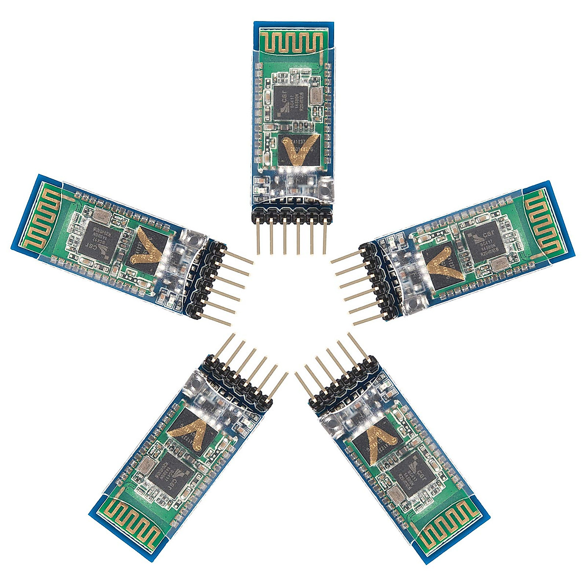 5PCS HC-05 Wireless Bluetooth Receiver RF Serial Transceiver Module Master Slave Integrated Bluetooth Module 6 Pin Wireless Serial Port Communication BT Module