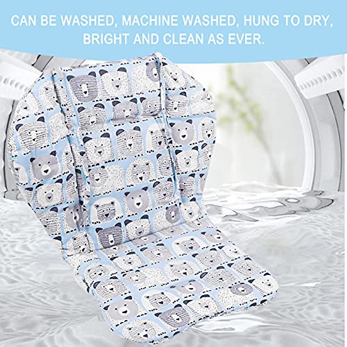 Baby Highchair Seat Cover, Bear Pattern Baby High Chair Liner, Breathable High Chair Pad, Comfortable Baby High Chair Seat Cushion Insert, Suitable for High Chairs and Strollers