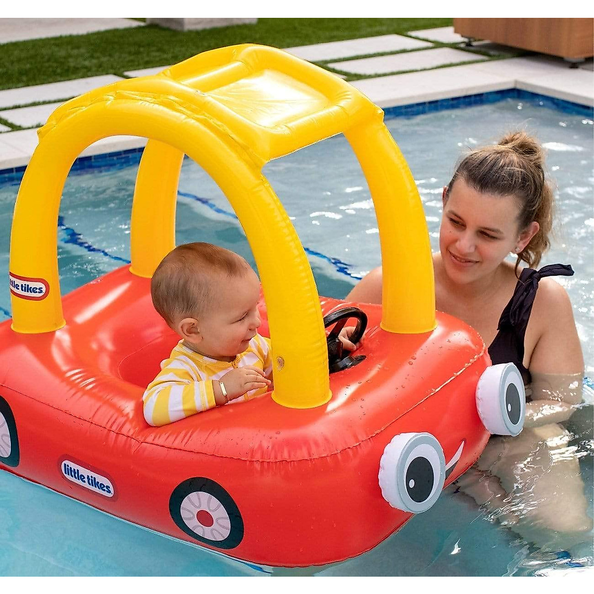 Little Tikes Cozy Coupe Inflatable Baby & Kids Pool Float, Red Car Coupe with beeping Horn. Easy to use a Great Float to Introduce Your Young Ones to The Water.