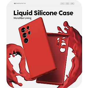 GOOSPERY Liquid Silicone Designed for Galaxy S23 Ultra Case Silky-Soft Touch Full Body Protection Shockproof Cover Case with Soft Microfiber Lining - Red