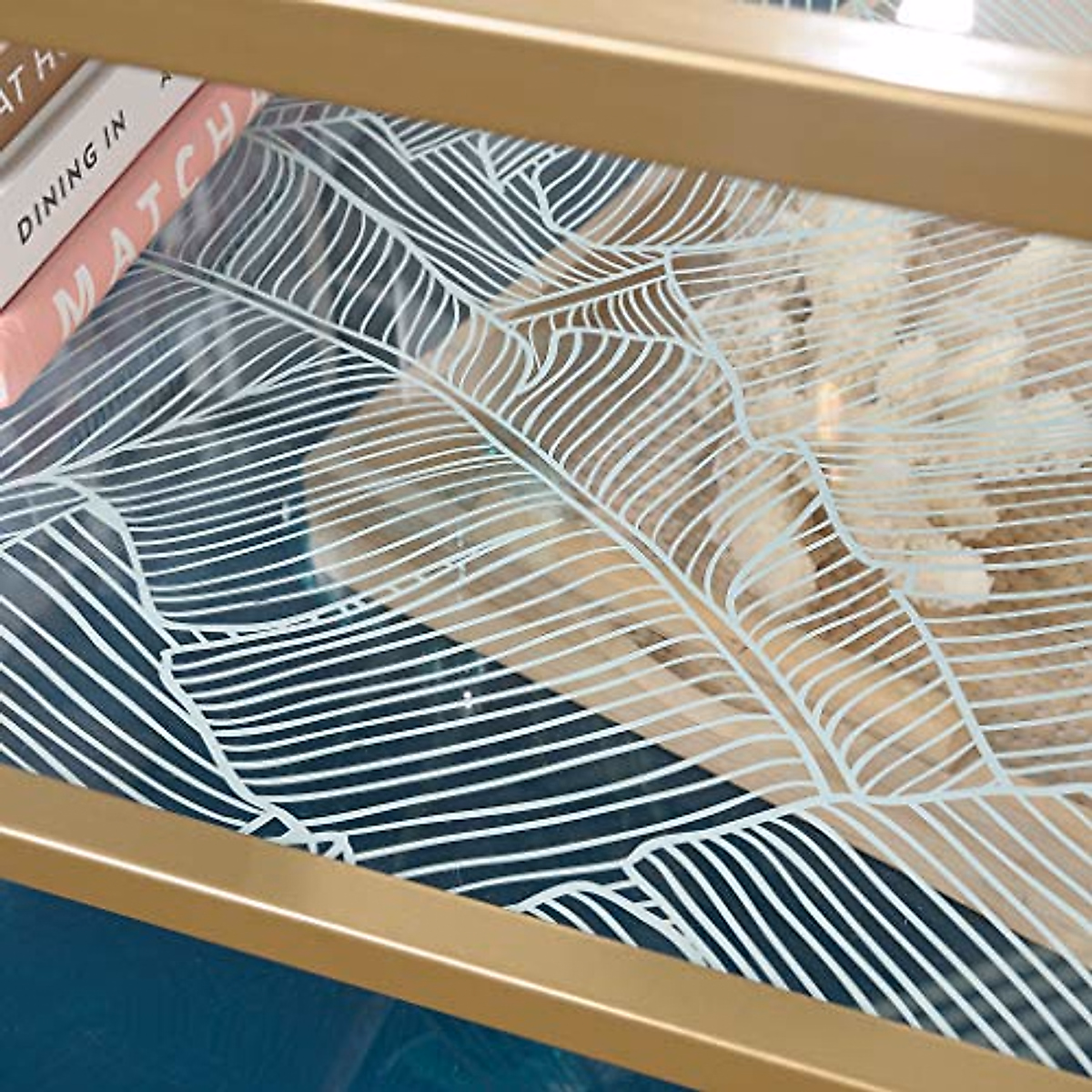 Sauder Coral Cape Coffee Table, L: 29.53" x W: 29.53" x H: 18.9", Satin Gold Finish