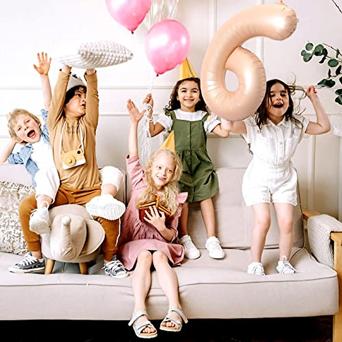 MJartoria Bundle 40 Inch Number Balloons with Crown with Birthday Party Hats 0-9 Big Size Happy Birthday Balloon Foil Digital Balloon for Birthday Party Wedding Anniversary Baby Shower Decorations