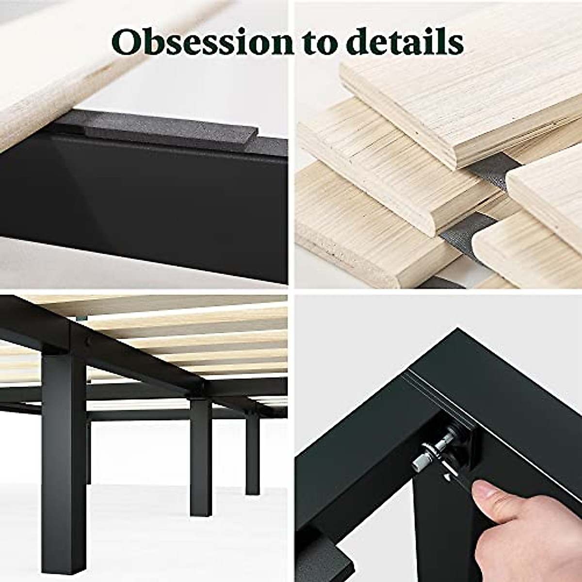 ZINUS Mory Metal Platform Bed Frame with Split Headboard / Wood Slat Support / No Box Spring Needed / Easy Assembly, Queen