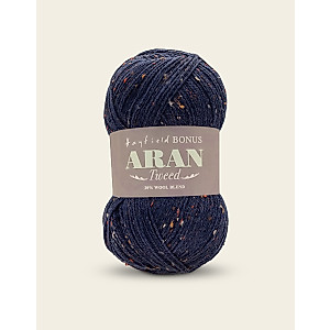 Hayfield Bonus Aran Tweed, Navy Tweed (636), 400g by Sirdar Blue F011-0636