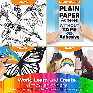 Clingers Dry Erase Kids Cling-rite Rolls, Portable Whiteboard, 50' ft roll, Sheet Size 20x30 for Kids Drawing and Planning, School, Arts and Crafts with 20 White Sheets and Bonus Dry Erase Marker