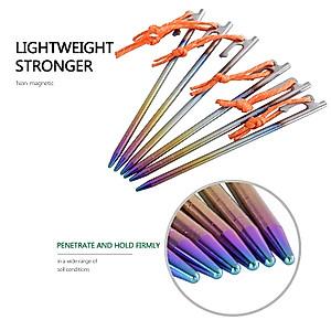 Boundless Voyage 6pcs Titanium Alloy Tent Pegs Outdoor Camping Awning Tent Stakes Lightweight Tent Nail 24CM-Ti4013P