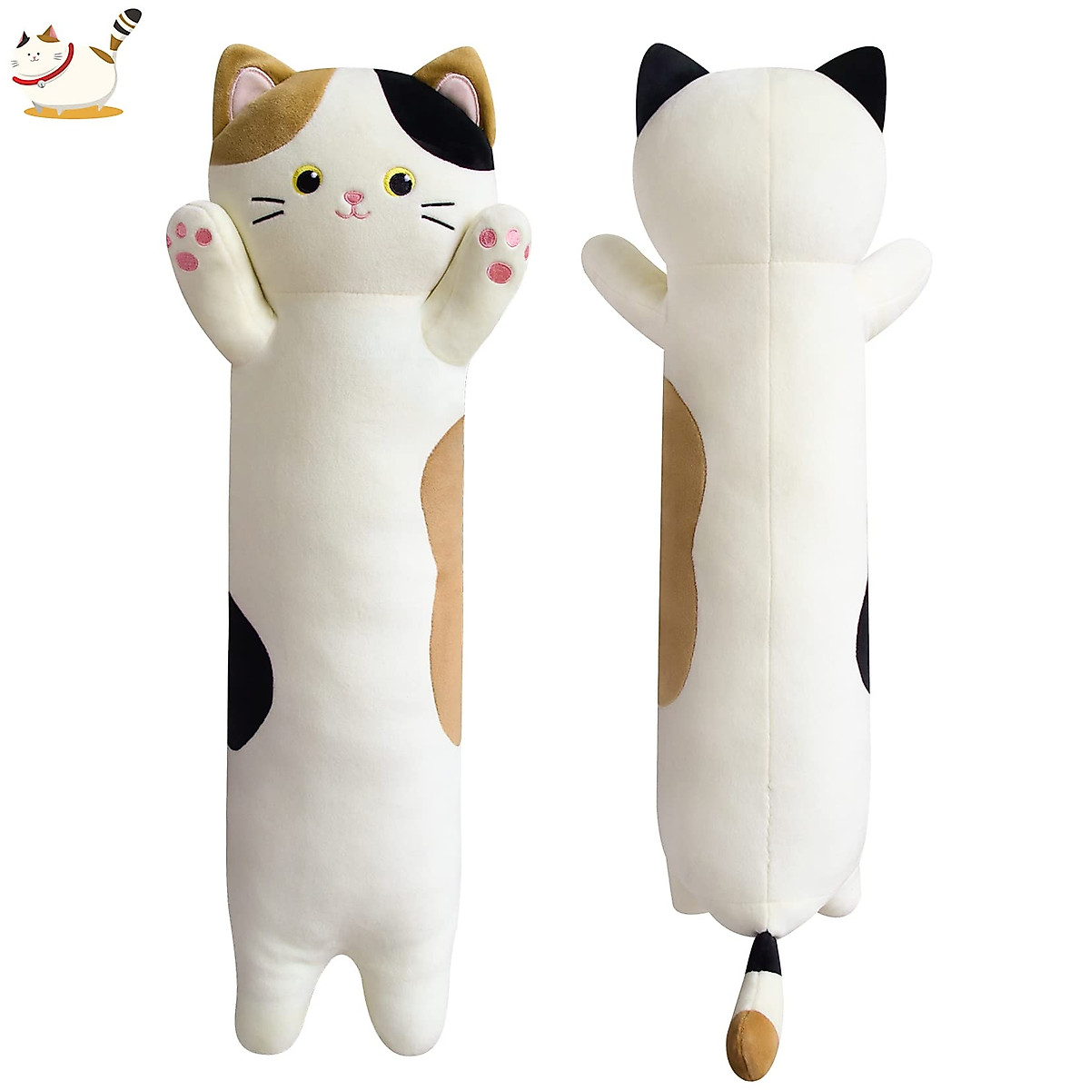 JEROKUMI Long Cat Plush Pillow, 31inch Cartoon Cat Boby Pillow Long Kitten Stuffed Animal, Soft Hugging Plush for Girls for Kids, Birthday