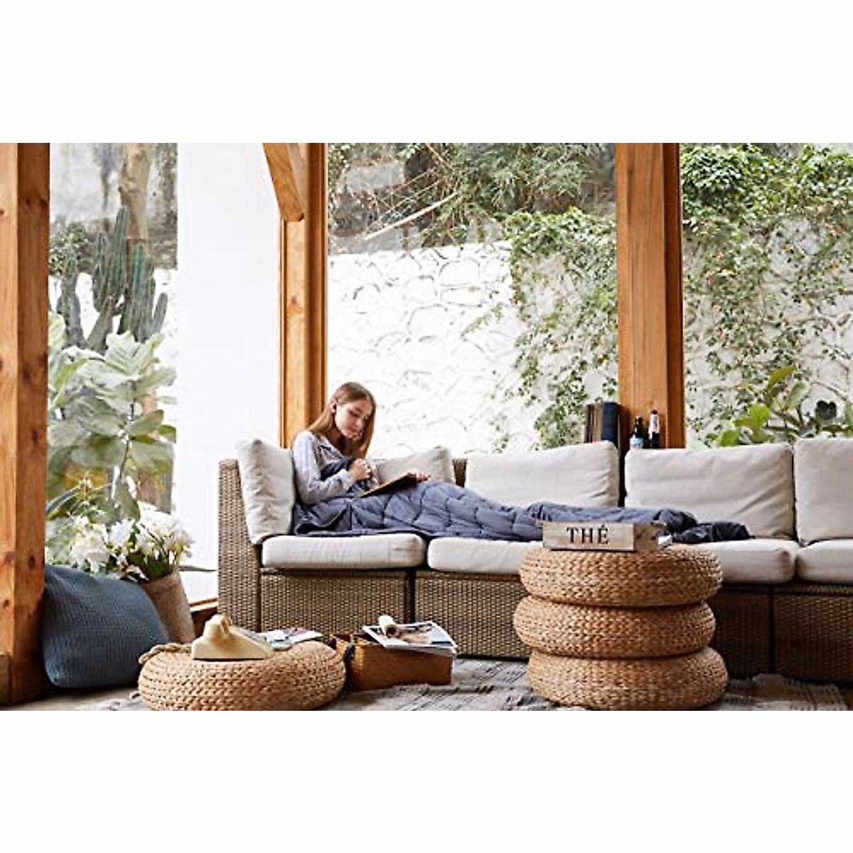 Yzooiyl Weighted Blanket Kids and Adults (for 80 to 125 lb Adult or Child) 41”x60” 10lbs Heavy Blanket with Glass Beads Breathable 100% Cotton（Dark Grey）