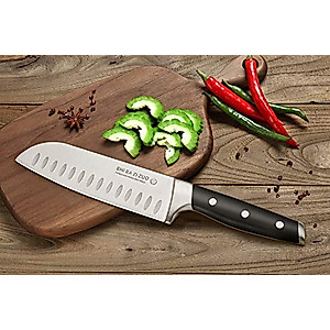 SHI BA ZI ZUO Santoku Knife 7 Inch Pro Chef's Knife High Carbon Stainless Steel Sharp Kitchen Knife Ergonomic Handle