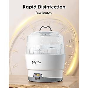 Bottle Sterilizer, Baby Bottle Sterilizer, Heyvalue Steam Bottle Sanitizer for Baby Bottles, Pacifiers, Teethers, Breast Pump Parts, Easy One Button Control Electric Bottle Sterilizer, BPA-Free
