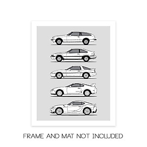 Idea Network History of Toyota Supra Generations Print (Wall Art Handmade the Supra Mk I, Mk II, Mk III, Mk IV, Mk V) (8x10" Print (Unframed), Satin Paper)