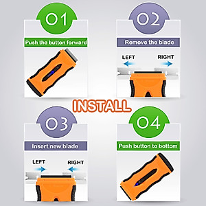 Lconvicely Double Razor Blade Scraper Tool, Cleaning Razor Scraper with 20Pcs Blades, for Cleaning Paint/Labels/Sticker/Stove/Window/Oven/Caulk