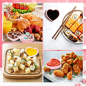 Zopeal Heart Shaped Bowls Ceramic Dishes Valentine's Day Plates Multipurpose Salad Appetizer Plates Cooking Gifts for Candy Sauce Sushi Dipping Serving Wedding Anniversary Mother's Day(Pink, 12 Set)