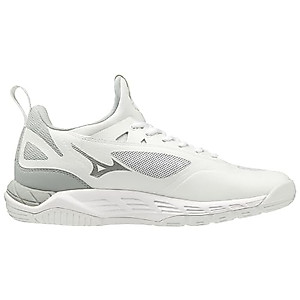 Mizuno Women's Wave Luminous Volleyball Shoe, white-silver, 9 B US