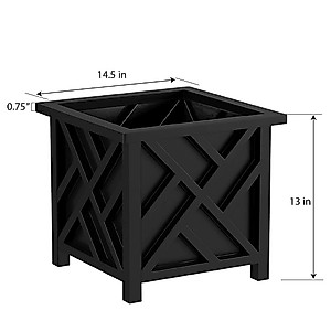 Trenton Gifts Chippendale Planters. Set of 2 .Black. Great for Outdoor Decor, Patio and Lawn Plant Holder