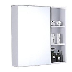 Wall Mount Bathroom Mirror Cabinet Medicine Cabinet Aluminum Hanging Cabinet with Mirror Door Bathroom Wall Mirror Cabinet 21.6 * 25.5 INCH White/Red (Color : White, Size : 29.4 * 25.5 inch)